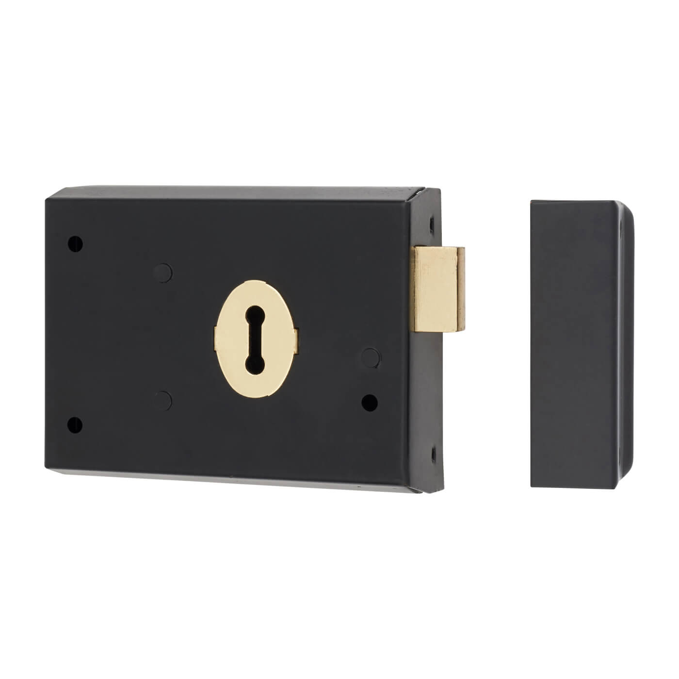 Rim Lock - Deadlock - Antique Black Iron | IronmongeryDirect